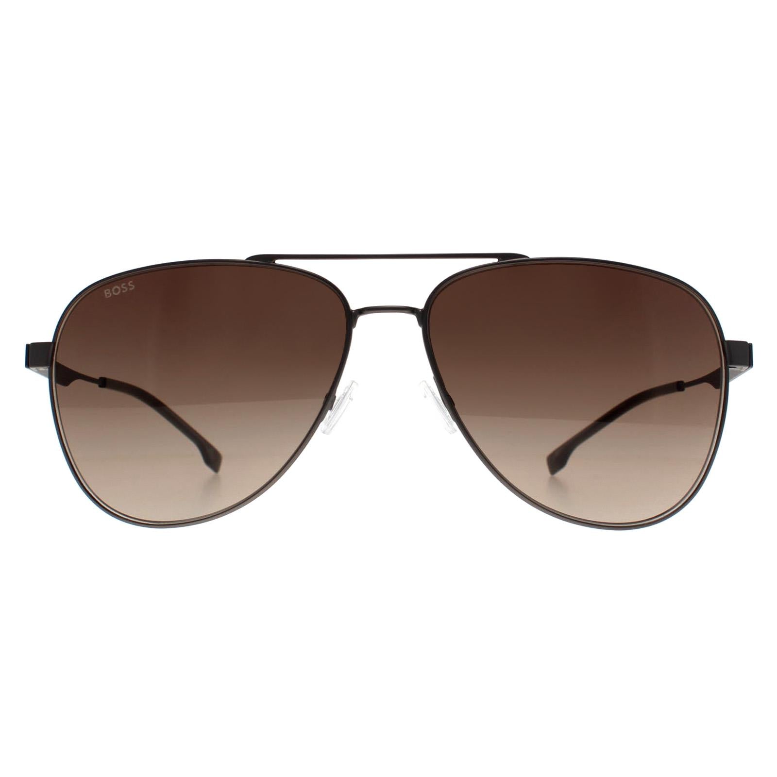 Hugo Boss Sunglasses BOSS 1641/S R80 HA Matte Dark Ruthenium Brown Gra ...